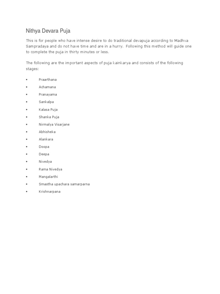 Nithya Devara Puja | PDF