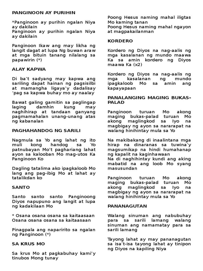 Mass Lyrics | PDF