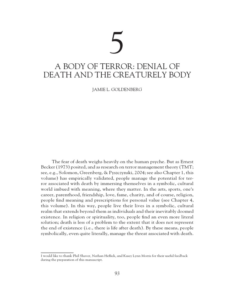Denial of Death Chapter 5 | PDF | Aggression | Priming (Psychology)