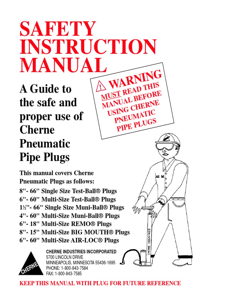 Cherne Pipe Plug Safety Manual | PDF | Pressure Measurement | Pipe ...