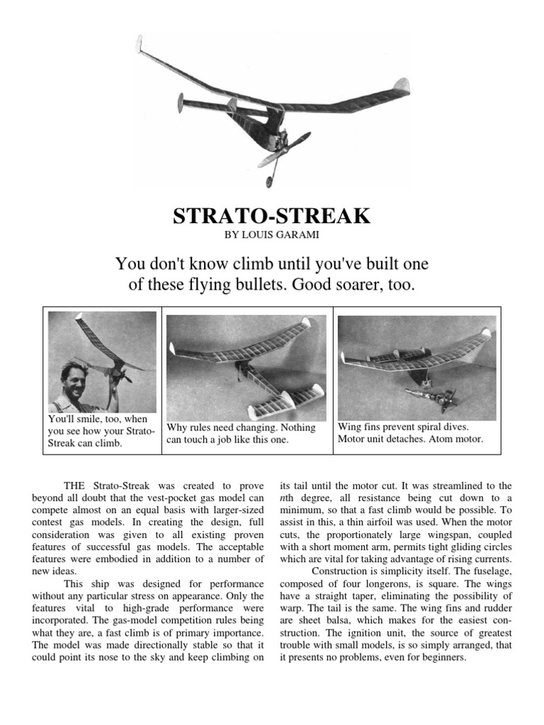 Strato-Streak - A Free-Flight Model Airplane (Fuel Engine) (Convert To ...