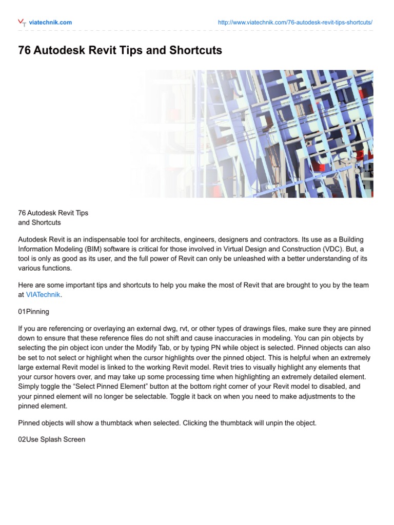 Revit Tips: Unpinning and Shortcuts | PDF | Autodesk Revit | Computer ...