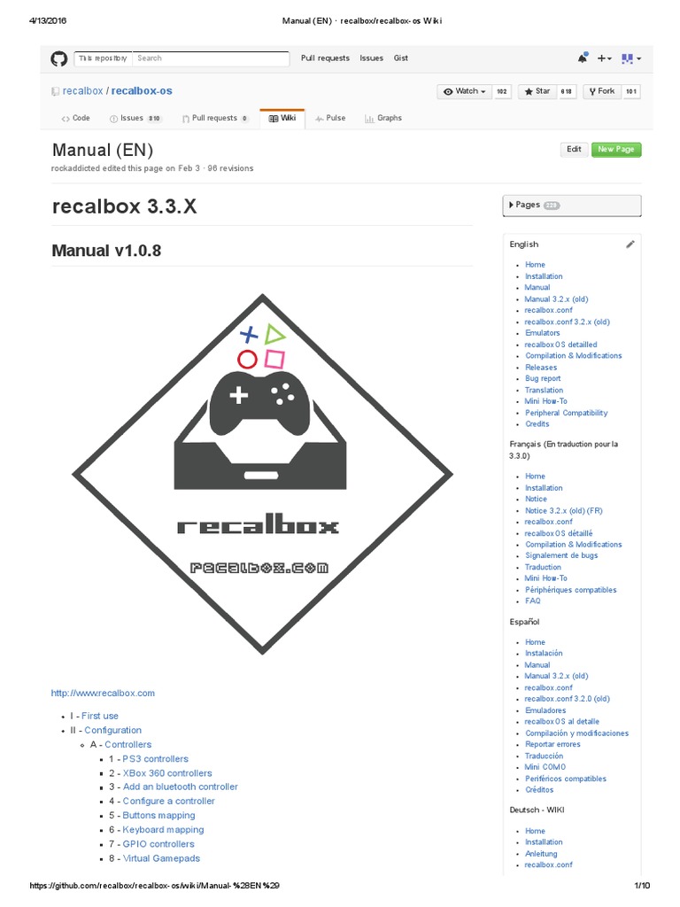 Manual (En) Recalbox - Recalbox-Os Wiki | PDF | Video Game Hardware ...