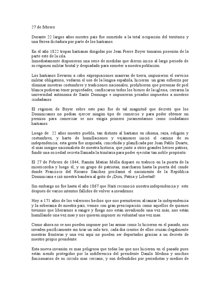 Analisis de La Independencia Dominicana | PDF | República Dominicana ...