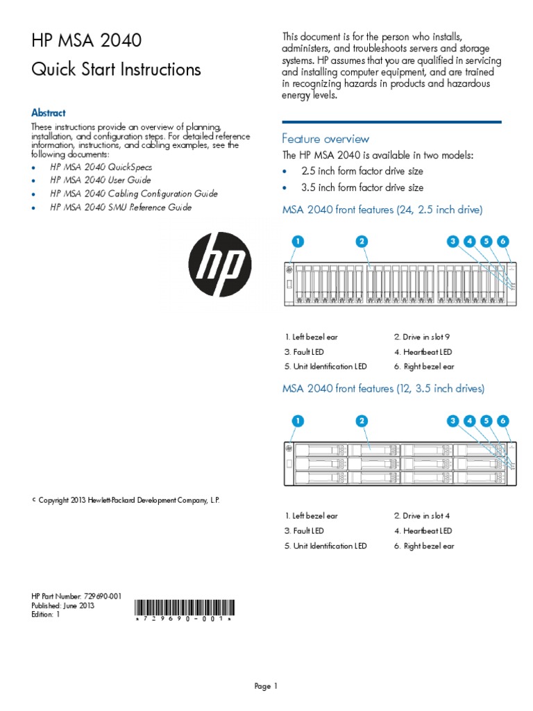 HP MSA 2040 Quick Start | PDF | Hewlett Packard | Websites
