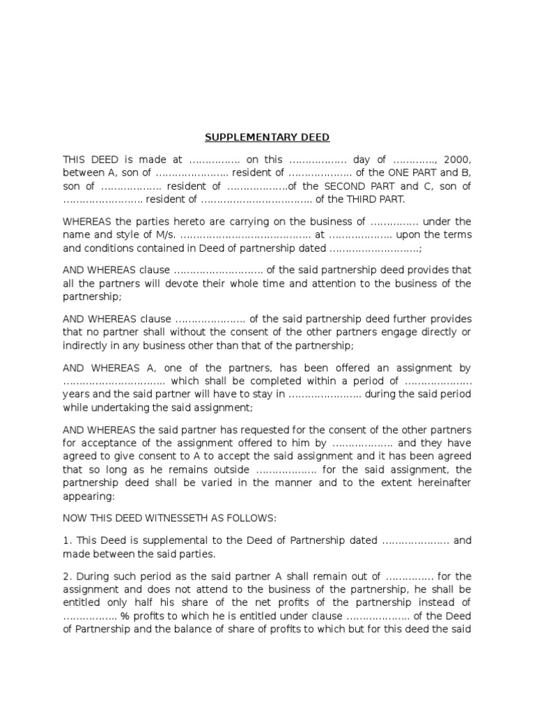 Supplementary Deed | PDF | Business Law | Virtue