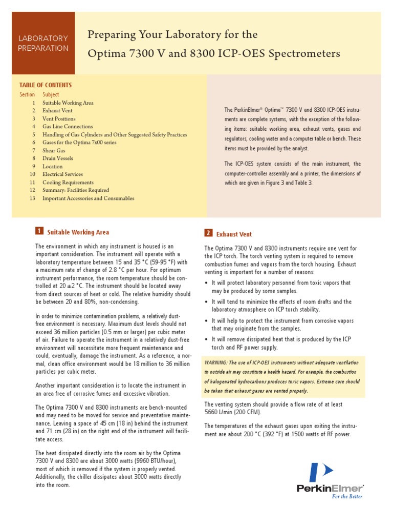 Optima 7300 V and 8300 Preparing Your Lab | PDF