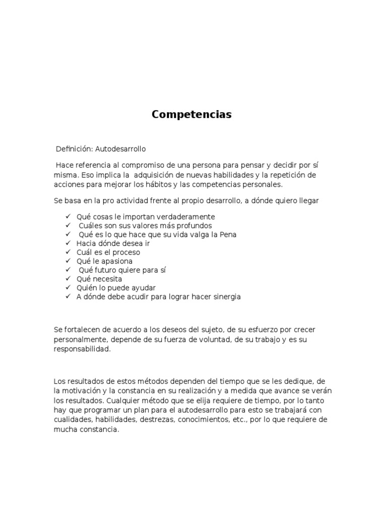 Técnicas para El Autodesarrollo de Competencias | PDF | Motivación ...