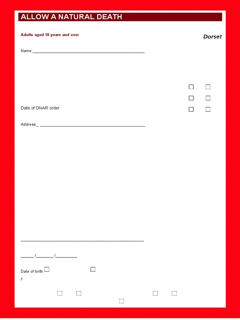 DNAR Order Form for Patients | PDF
