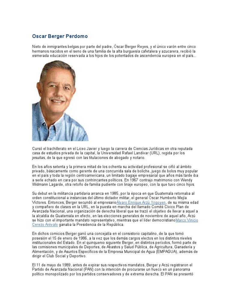Oscar Berger Perdomo | PDF | Guatemala | Gobierno