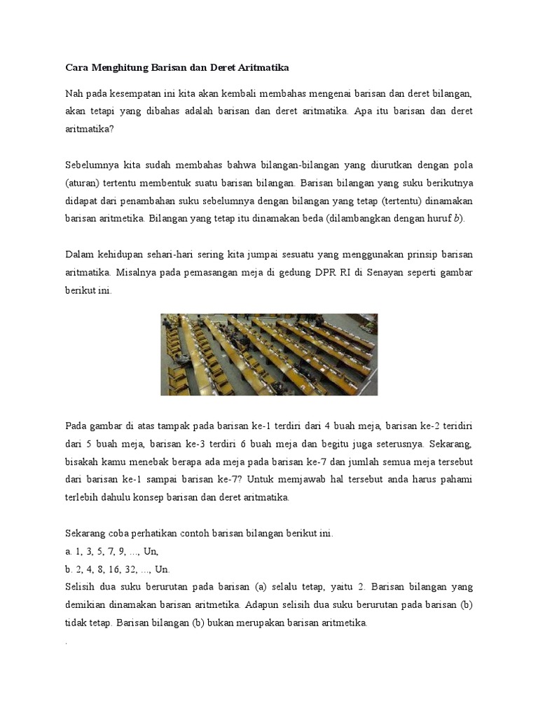 Cara Menghitung Barisan Dan Deret Aritmatika | PDF