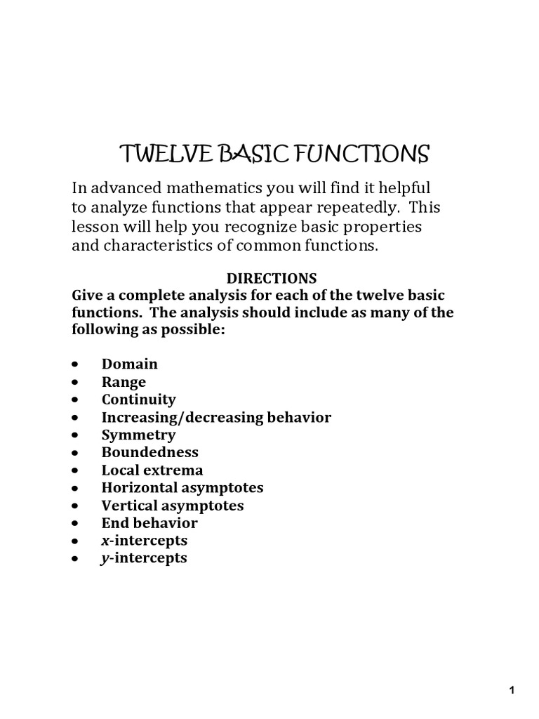 12 Basic Functions | PDF