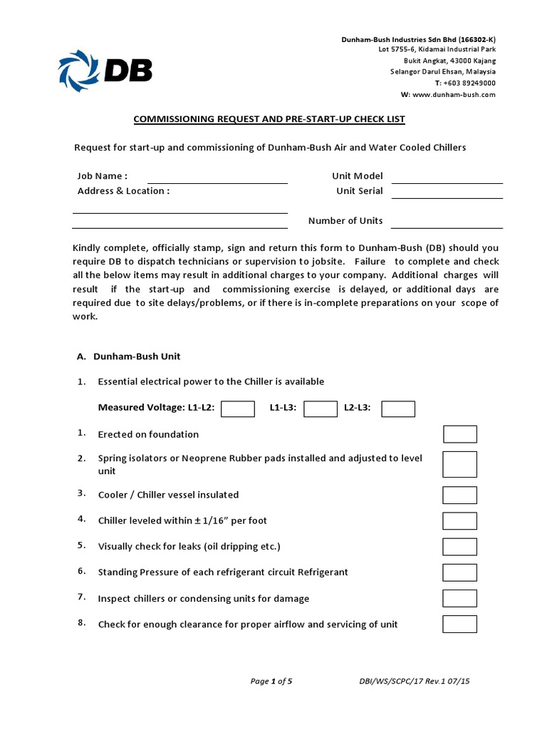 Commissioning Request and Check List (Form 9180) | PDF | Electrical ...