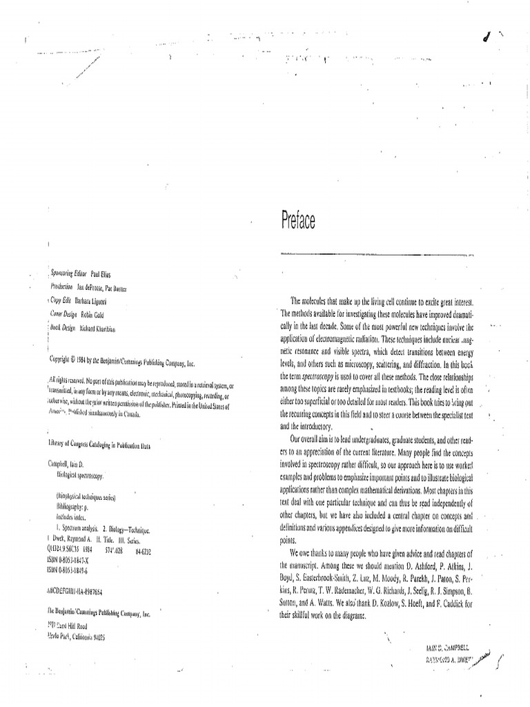 (Biophysical Techniques Series) Iain D. Campbell, Raymond A. Dwek ...