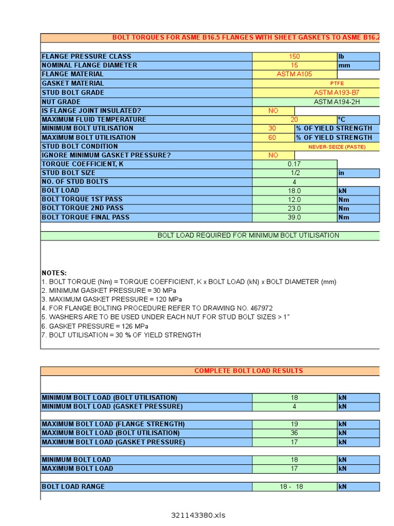 ASME B16.5 Flange Torque Specifications | PDF | Screw | Metalworking