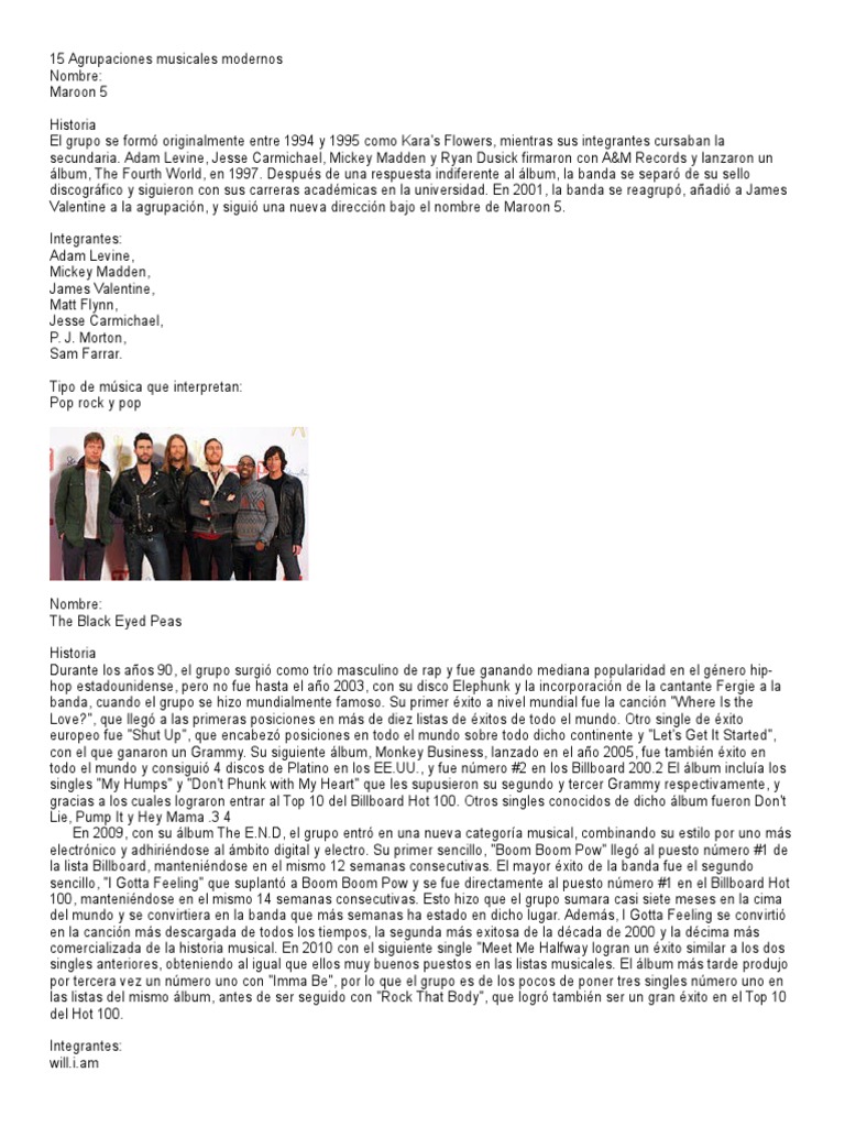 Agrupaciones Musicales Modernos | PDF | Músicos | Grupos musicales