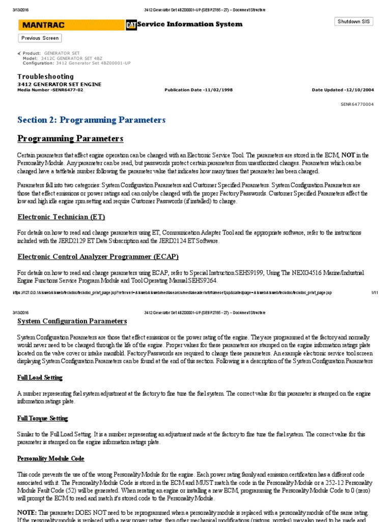 3412 Programming Parameters | PDF | Password | Parameter (Computer Programming)