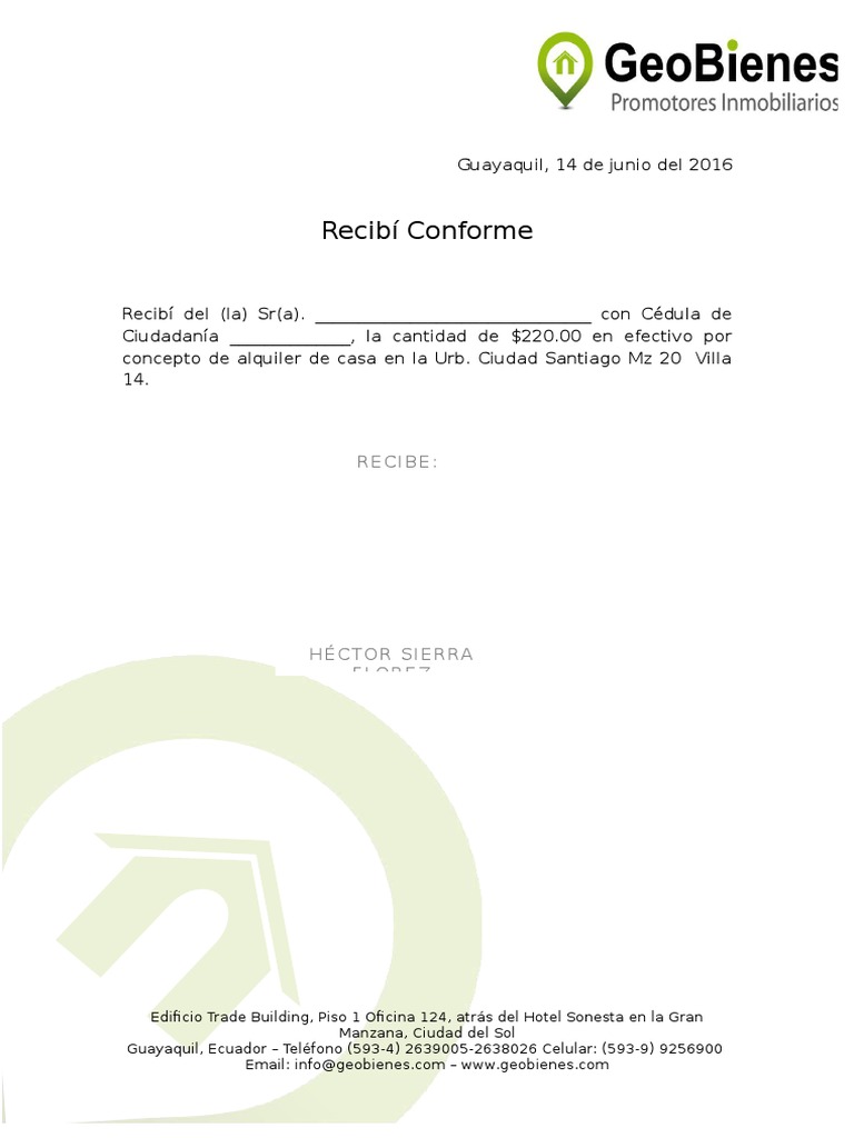 Recibi Conforme | PDF | Finanzas y dinero | Derecho