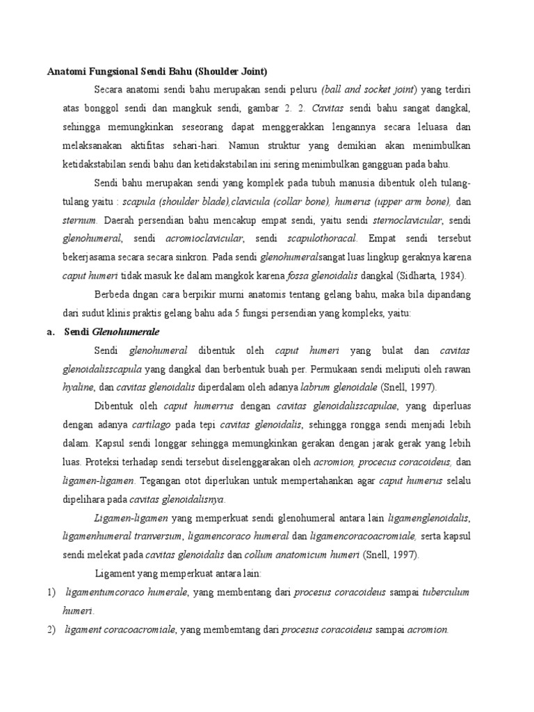 Anatomi Fungsional Sendi Bahu | PDF