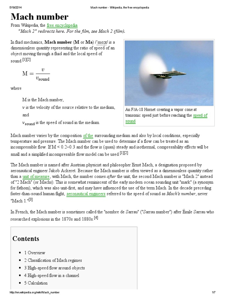 Mach Number - Wikipedia, The Free Encyclopedia | PDF | Mach Number ...