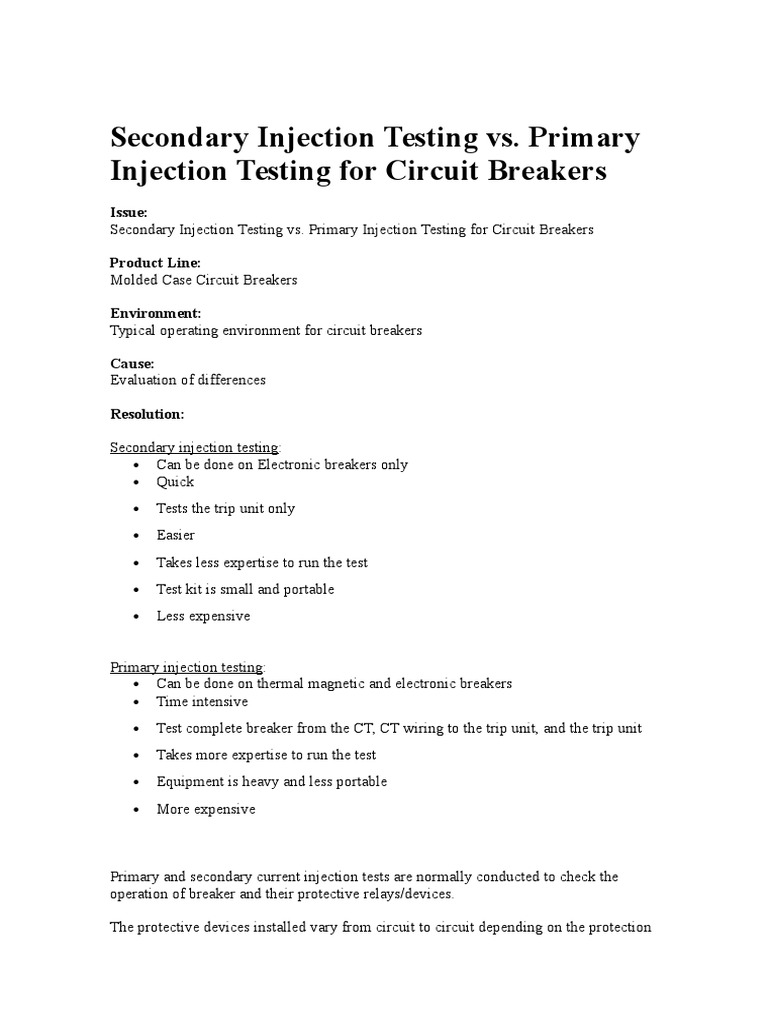 Secondary Injection Testing Vs Primary | PDF | Relay | Electric Current
