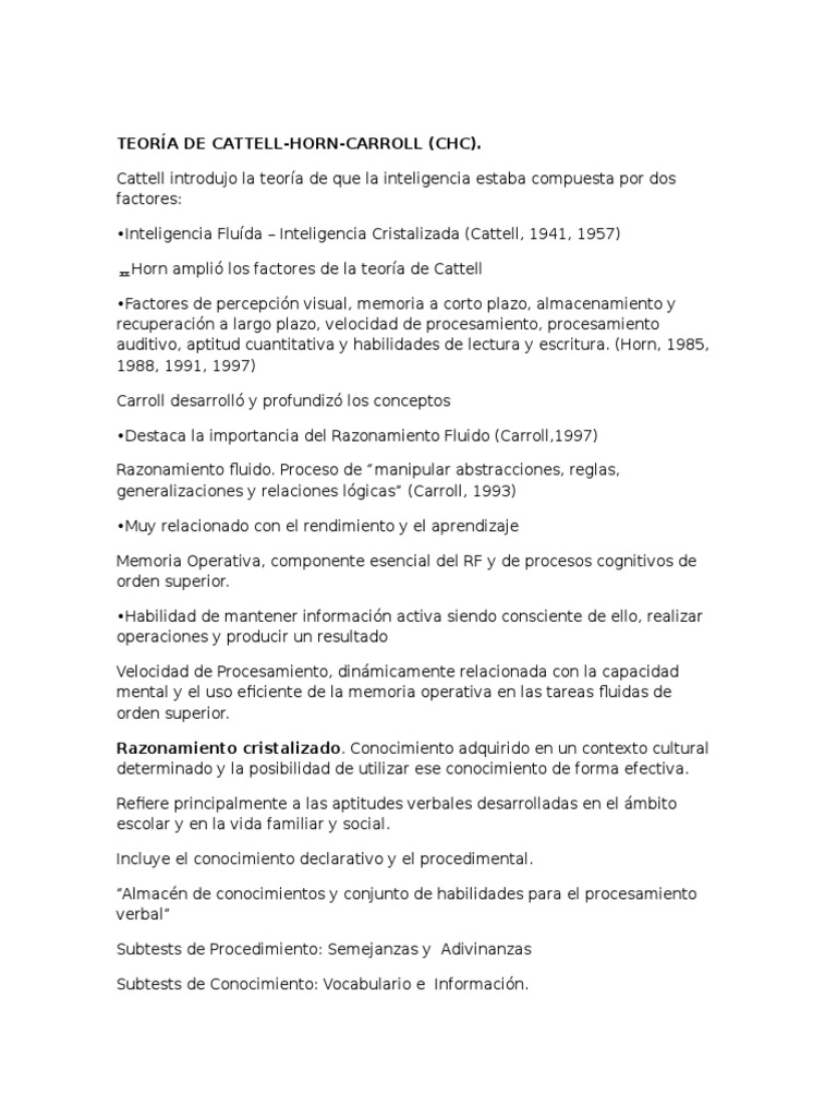 Teoría Cattell-Horn-Carroll (CHC) | PDF | Informática