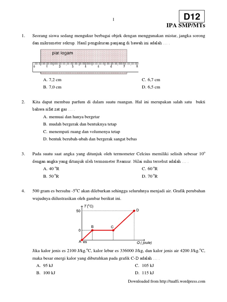 Latihan Soal UN IPA SMP 2016 | PDF