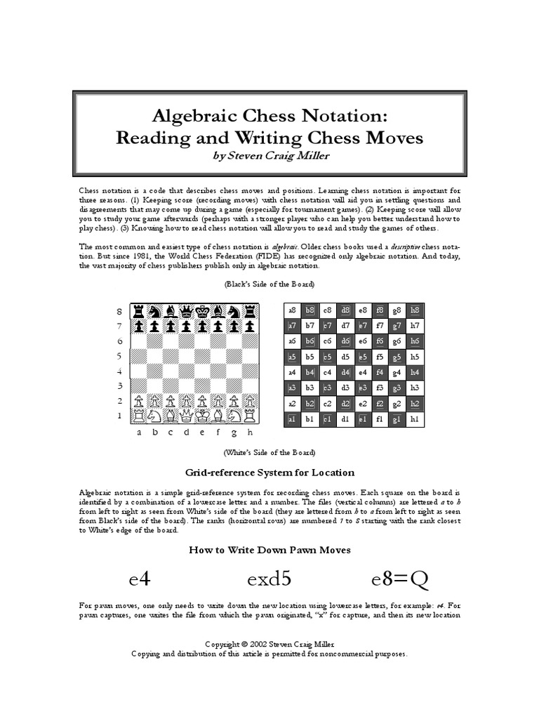 Notation for Chess Primer | Traditional Games | Game Theory