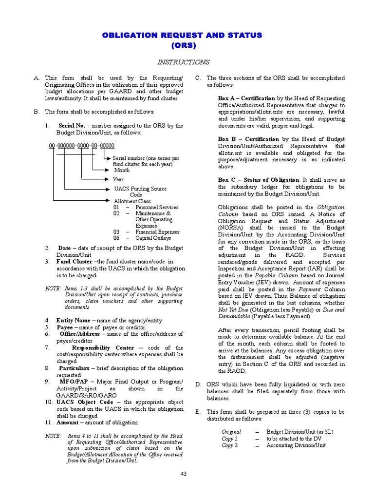 Obligation Request Status Instructions | PDF | Voucher | Budget
