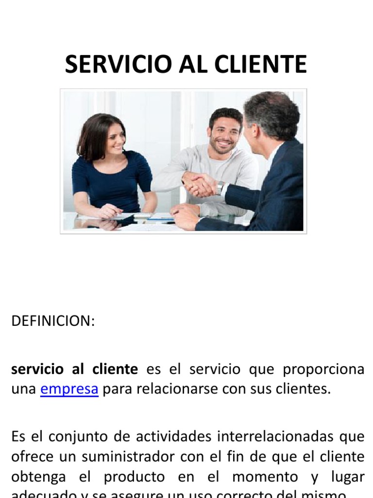 Presentacion Servicio Al Cliente Material de Estudio | PDF | Servicio al Cliente | Calidad ...
