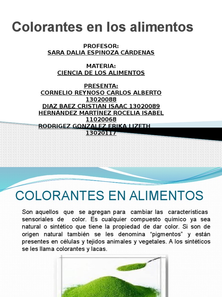 Colorantes En Los Alimentos 1 Pdf Alimentos Productos Quimicos