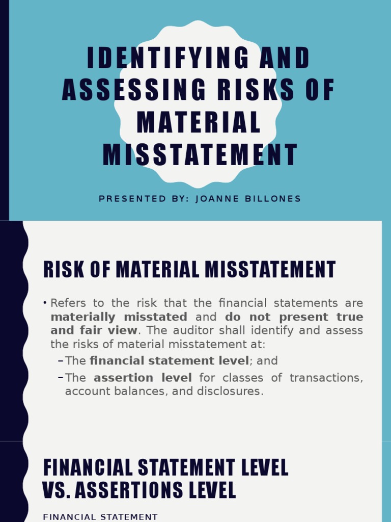 Identifying and Assessing Risks of Material Misstatement | PDF ...