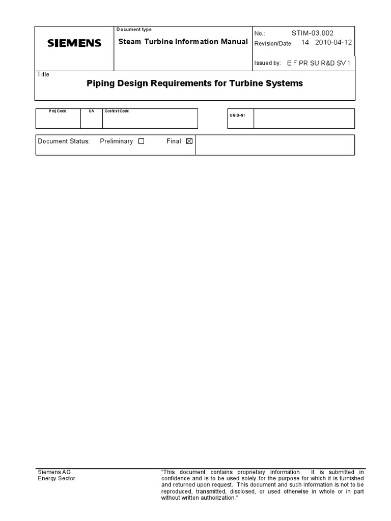 Piping Design Requirements For Turbine Systems | PDF | Pipe (Fluid ...