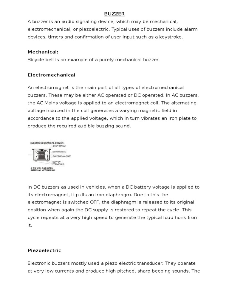 Understanding Buzzer Functions and Types | PDF | Science & Mathematics