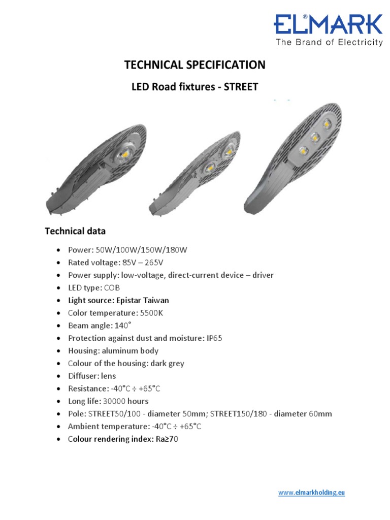 LED Street Fixtures Technical Specs | PDF
