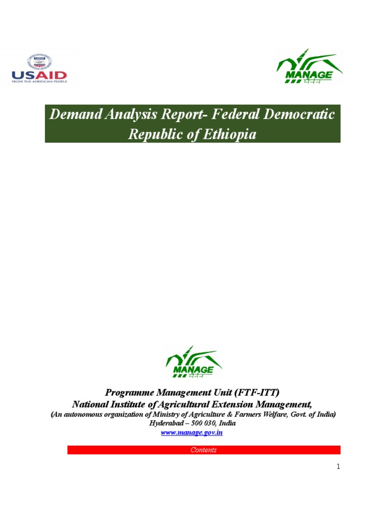 Demand Analysis Report | PDF | Ethiopia | Agriculture