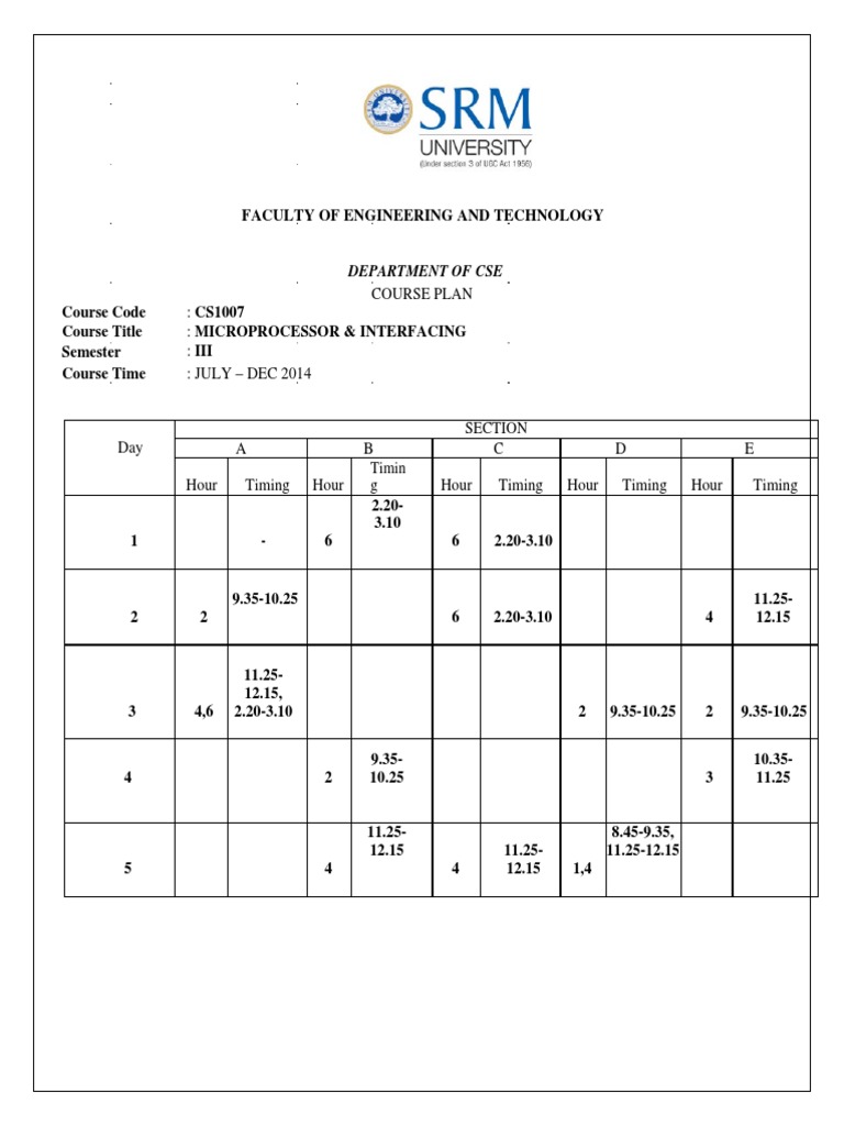 Microprocessor Course Plan | PDF | Microcontroller | Assembly Language