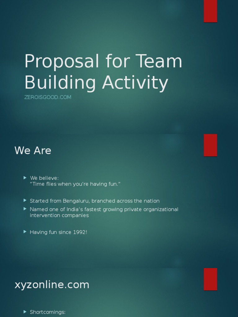Proposal For Team Building Activity | PDF | Team Building | Business