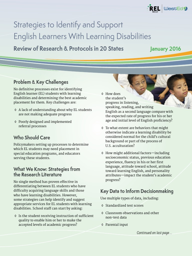 Strategies To Identify and Support English Learners With Learning ...