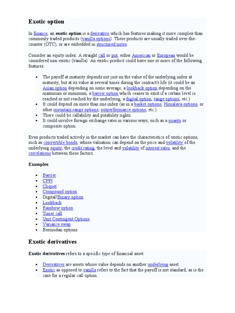 Understanding Exotic Options and Derivatives | PDF | Option (Finance ...