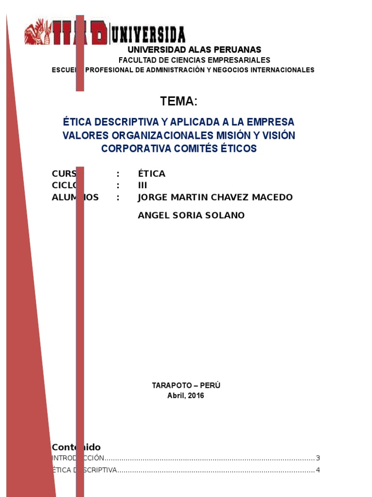 Ética Descriptiva Y Aplicada A La Empresa | PDF