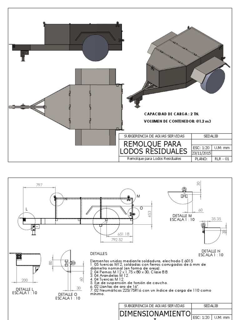 Planos de Remolque para Lodos Residuales | PDF | Acero | Soldadura