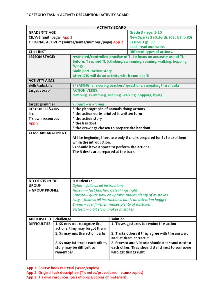 Grade 3 Action Verbs Activity Plan | PDF | Social Science | Foreign ...
