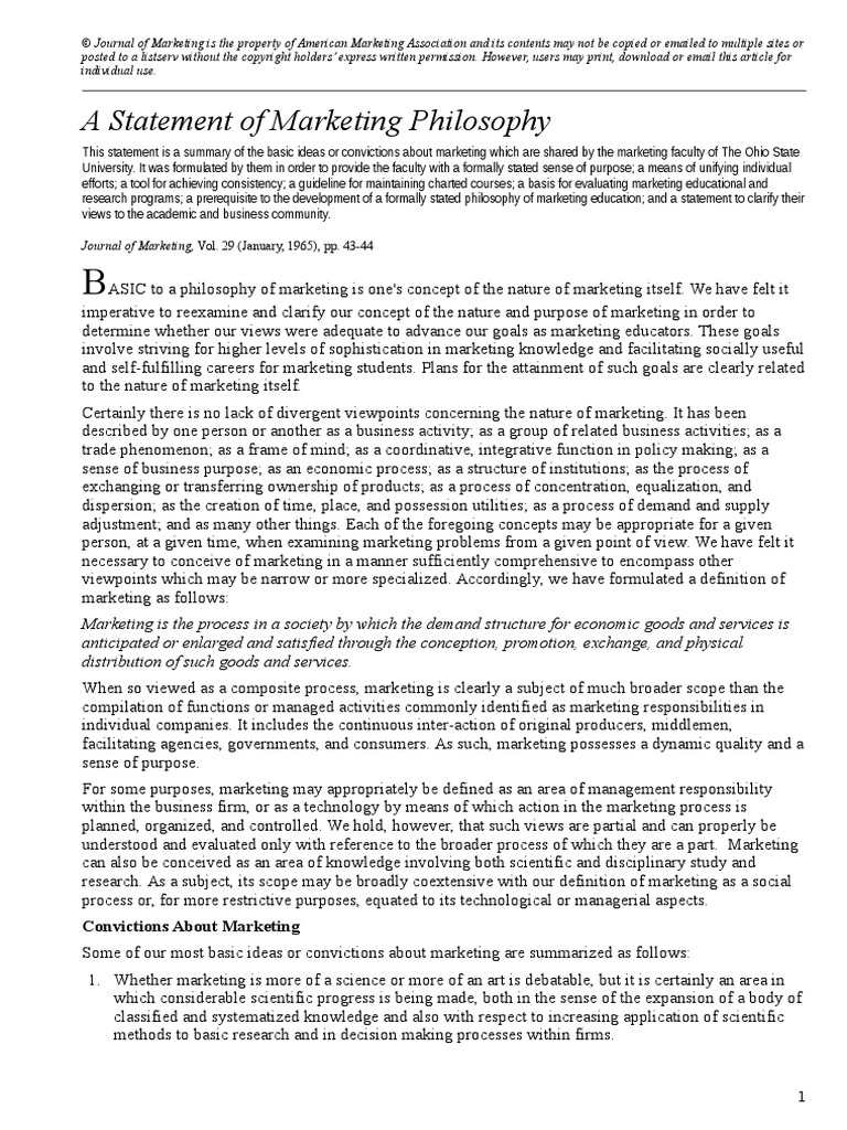 Marketing Statement