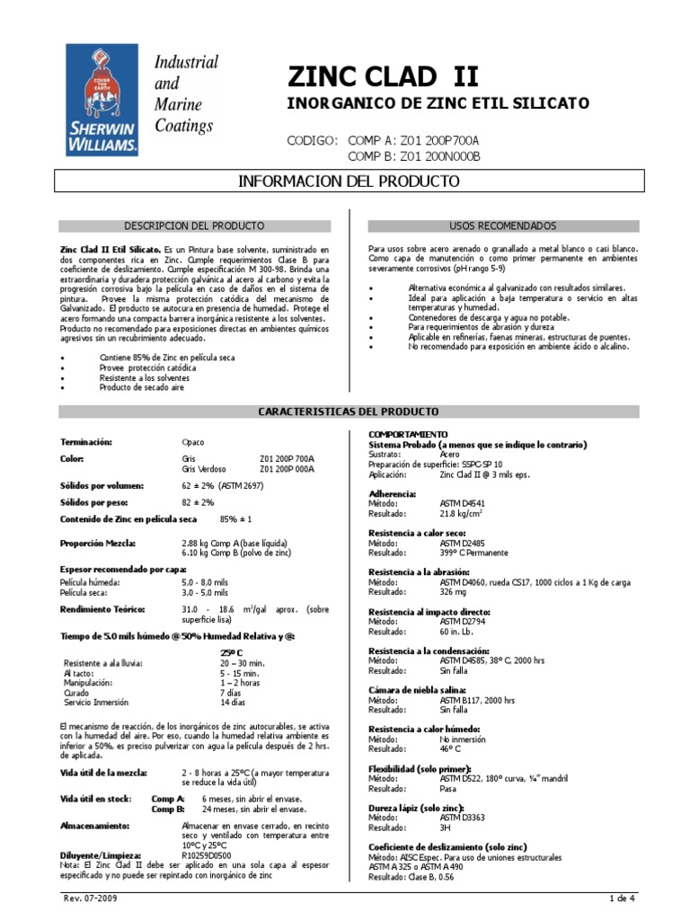 Z01200P - Zinc Clad II - 07-2009 | Descargar gratis PDF | Pintar | Zinc