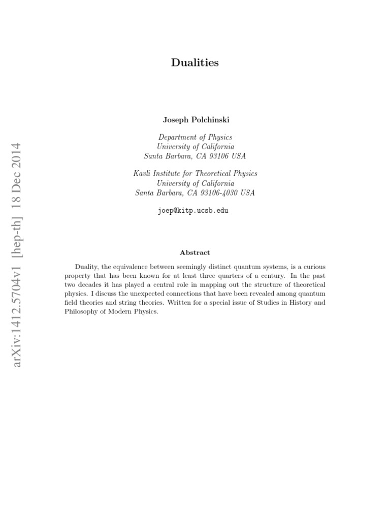 Dualities | PDF | Quantum Field Theory | String Theory