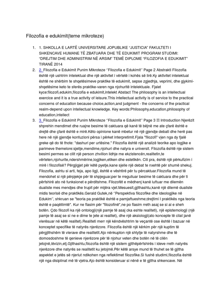 Filozofia e Edukimit | PDF
