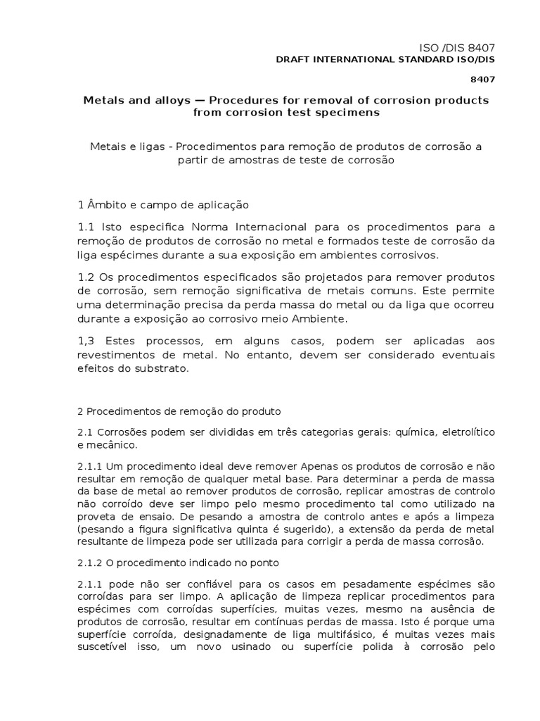 Iso 8407 | PDF | Corrosão | Química