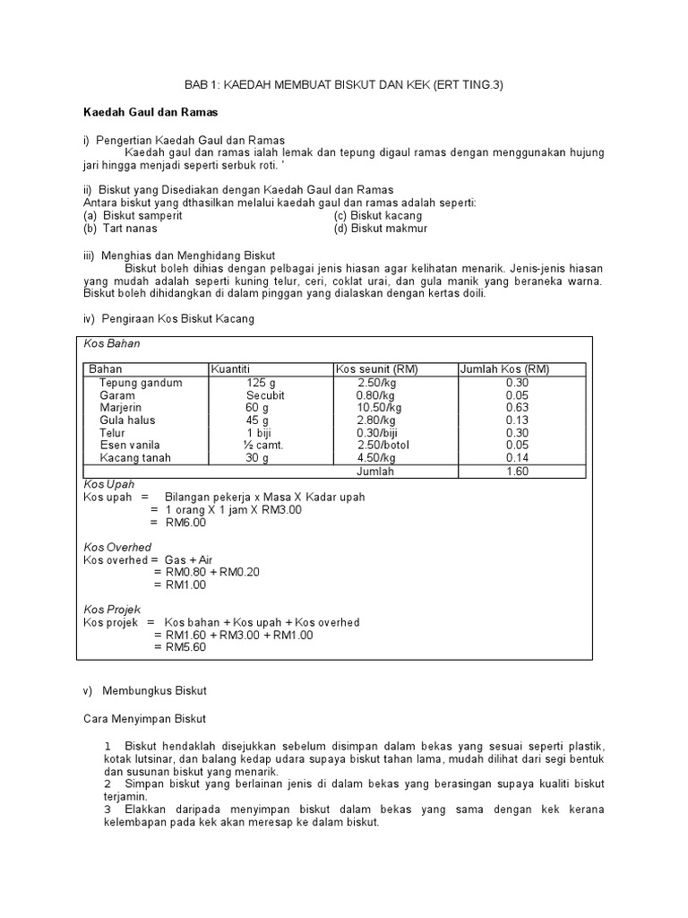 BAB 1 Kaedah Membuat Kek Dan Biskut | PDF