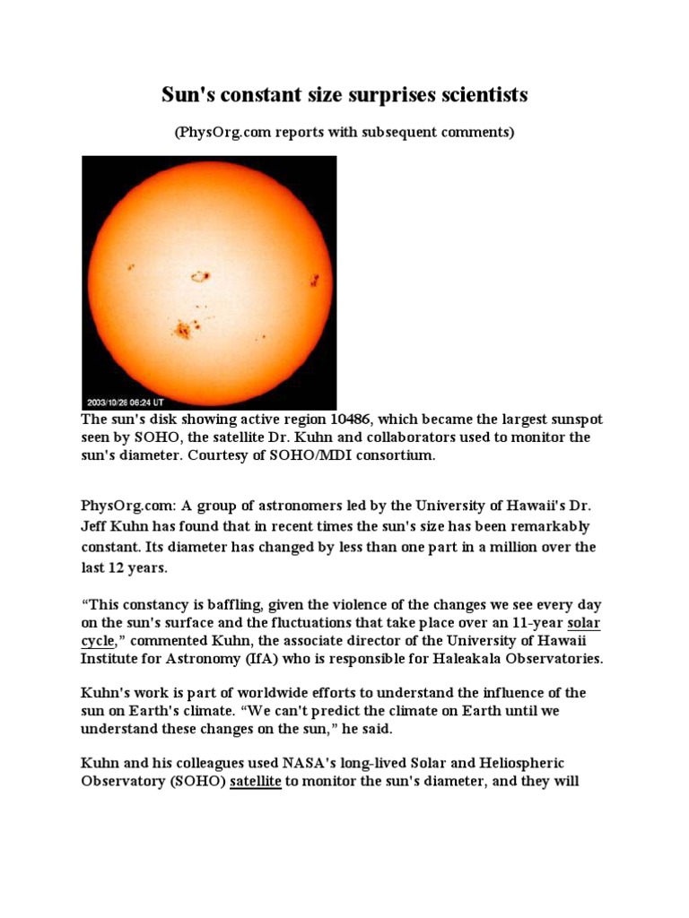 Sun's Constant Size | PDF | Neutrino | Sun